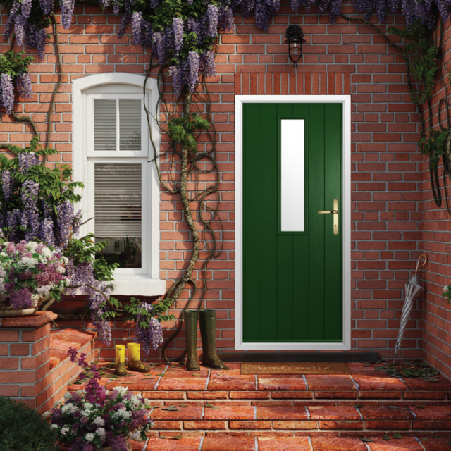 Solidor Flint 4 Composite Traditional Door In Green | GFD Homes