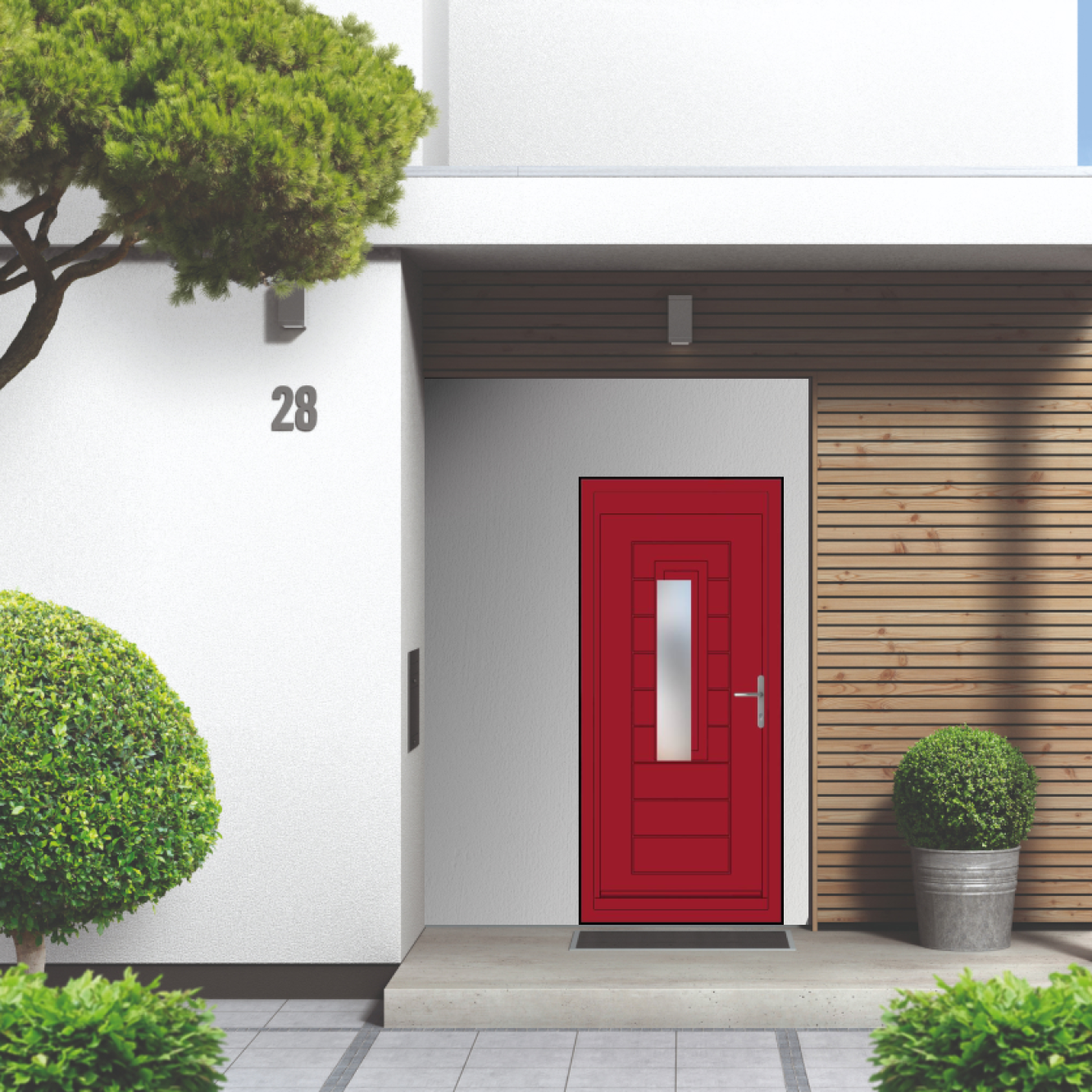 Smart Signature Portobello Half Glazed Aluminium Composite Door In Ruby ...